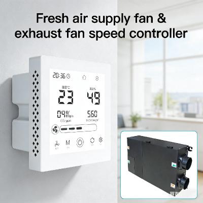 China Smart Home Compatible Fresh Air Controller with Built-in CO2 PM2.5 Sensors and Wall-mounted Installation for sale