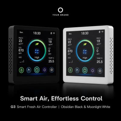 China Smart HVAC Controller with 4 Inch LCD Color Screen Built-in CO+VOC+PM2.5+CO2+Temperature Sensors and Tuya WiFi & Modbus RS485 for sale