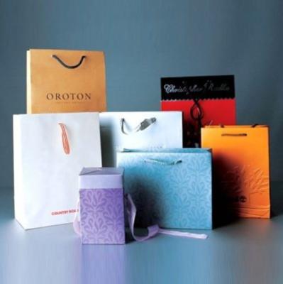 China cheap paper bag printing, art paper bag printing, colored paper bags, CMYK full color printing bags for sale
