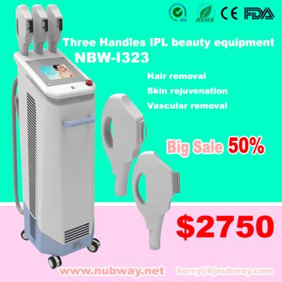 China Three handles hair, wrinkles, acne removal IPL beauty device with great feedback for sale