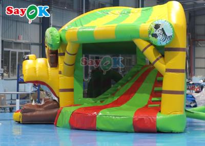 China Lion Inflatable Bounce House With Dry Slide Inflatable Castle Bouncer for sale