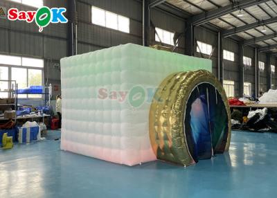 China Inflatable Party Tent 3.5*2.8*2.5m LED Light Portable Inflatable Photo Booth White And Golden Color for sale