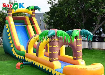 China Inflatable Bouncy Slides Water Slide Bounce House Backyard Double Lane PVC Jungle Inflatable Stair Water Slide With Pool for sale