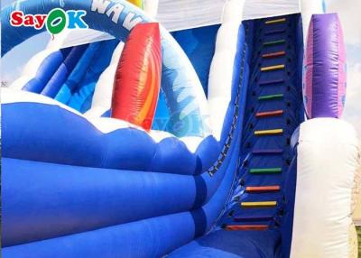 China 42.7ft Giant Inflatable Water Slides Blue Inflatable Double Beach Lane Slide for sale