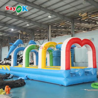 China 39ft Blue Color Slide For Sale Large Commercial Inflatable Urban Water Slides Long For Kids for sale