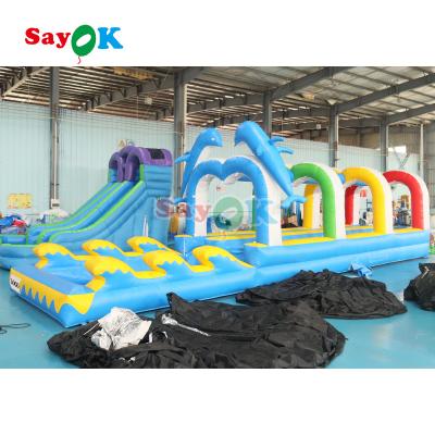 China 39ft Blue Color Slide For Sale Large Commercial Inflatable Urban Water Slides Long For Kids for sale
