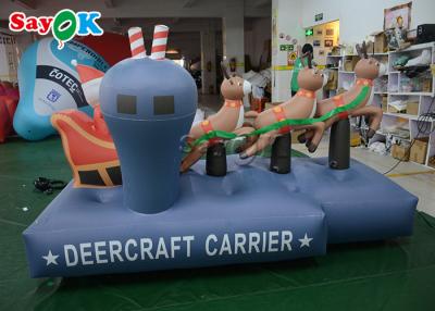 China 2.5m 7.5ft Inflatable Holiday Decorations Xmas Santa Claus Three Reindeer Pull Carts for sale