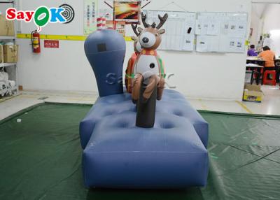 China 2.5m 7.5ft Inflatable Holiday Decorations Xmas Santa Claus Three Reindeer Pull Carts for sale