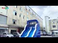 Inflatable Kids Slide For Pool Blue And White Pool Inflatable Bouncer Slide / Children Inflatable Water Park