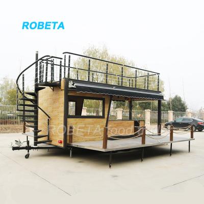 China Mobile Vegetable Processing Factory Second Story Food Truck Street Double Decker Coffee Food Trialer for sale