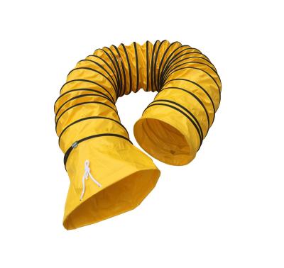 China Yellow Flexible Air Ducting Tarpaulin Fabric Air Duct PVC Flexible Air Ducting Air Distribution Duct with Holes for sale