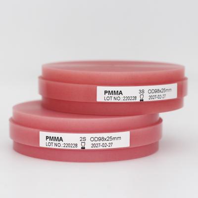 China Pink Cad Cam Pmma Blocks Pmma Dental Bridge Full Dentures Framework for sale