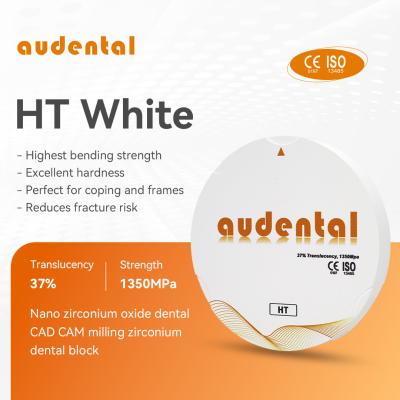 China High Strength Dental Zirconia Block Audental HT White 1350MPa for Full Dentures for sale