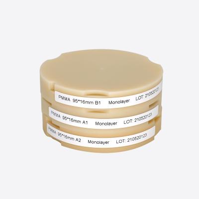 China Dental Lab Milling Material Pink-A2 PMMA Block for Full Dentures 98mm/95mm Size and Shape for sale