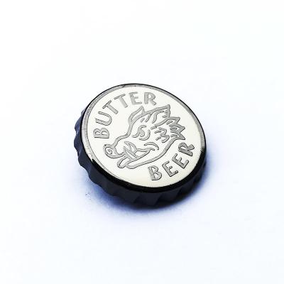 Personalized Zinc Alloy Bottle Cap Hard Enamel Lapel Pins with Black Rubber Clutches