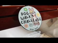 Cute Dog Walk Challenge Metal Medal
