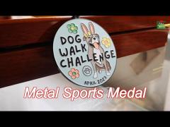 cute black dyed dog walk challenge metal medal in soft enamel colors