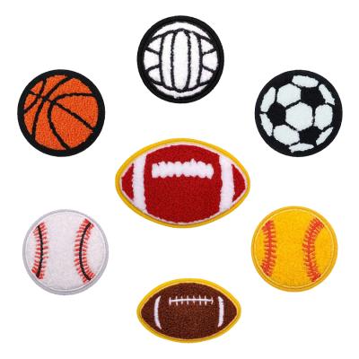 China Custom Twill Embroidered Patches Chenille Basketball Food Ball Patch for Kids Clothing Iron-On Flat Logo Badge for Hat Accessory for sale