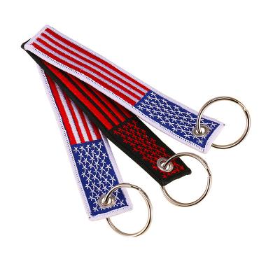 China Wholesale American Flag Embroidered Key Chain Personalized Embroidered Key Chain Backpack Small Gift Pendant Key Chain for sale