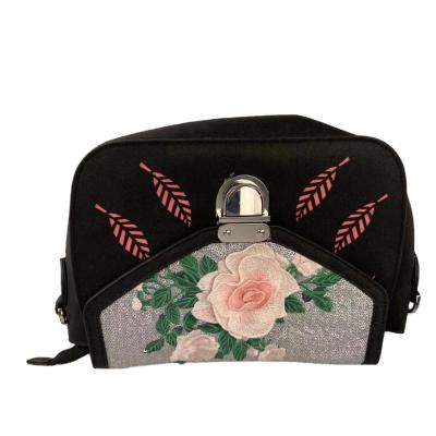 China Romantic Garden Style Women's Elegant Floral Print Evening Clutch Customized Leather Shoulder Bag Zipper Closure Canvas/PU for sale