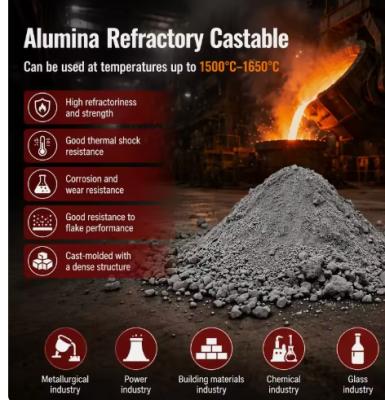 China High Alumina Refractory Castable High Strength Monolithic Refractory Concrete For Industrial Furnace Kiln And Steel Plant for sale
