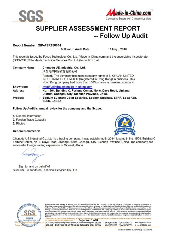 Ccompany SGS Certificate - Chengdu UE Chemical Co.,Ltd.