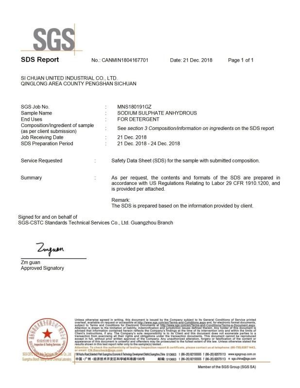 SSA SGS Certificate - Chengdu UE Chemical Co.,Ltd.
