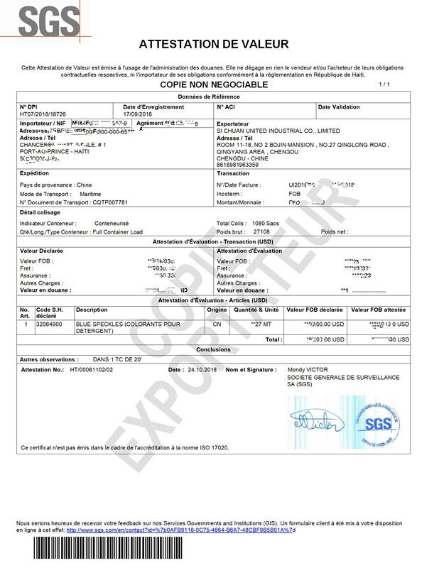 Color Speckles SGS Certificate - Chengdu UE Chemical Co.,Ltd.
