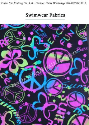 China Printed Stretch Nylon Lycra / Spandex Swimwear Warp Knitted Fabric Swimsuit Fabrics for sale