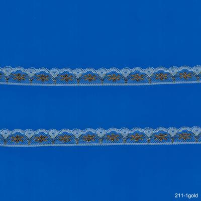 China Charming Polyester Metalic Jacquard stretch lace trim for lingerie accessories for sale