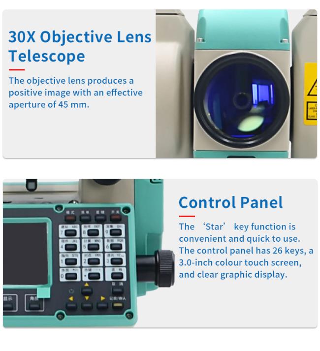 RUIDE RTS-822R10M Total Station lens detail