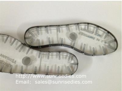 China Shoe Sole Steel Rule Die with clicking hole, China steel die factory directly, for sale