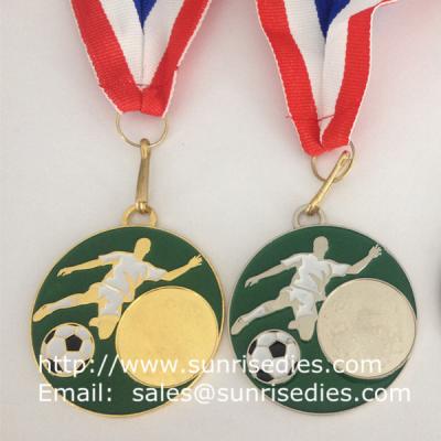 China OEM enamel metal soccer medal with color filled, color fill gold plated sport medals for sale