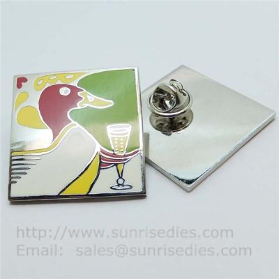 China Cloisonne pin badge with butterfly clutch, copper Cloisonne lapel pin factory China for sale