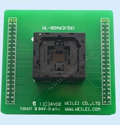China programmer adapter FBGA63 chip Adapter for wellon programer 0.8mm pitch for sale