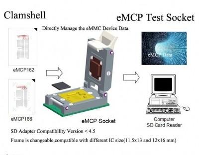 China Test socket eMCP Test Socket Adapters BGA162 / BGA186 eMCP Test Socket Adapters for sale