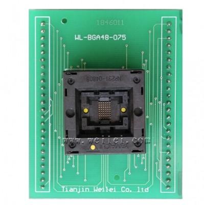 China Test socket BGA48 ic socket for wellon programer 0.75mm pitch BGA48 Socket for sale