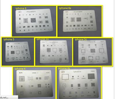 China iPhone4 4s 5 5c 5s 6 6p nand flash reballing stencil plate+baseband+eeprom scraping steel mesh,high quality,lot of 7pcs for sale