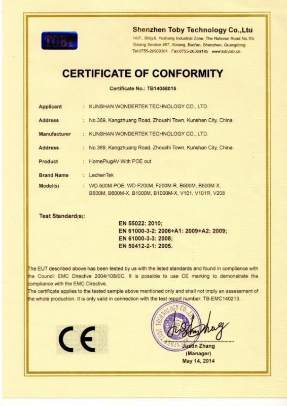 CE - KUNSHAN WONDERTEK TECHNOLOGY CO.,LTD.