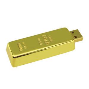 China Best selling golden brick USB flash drive with push pull button 64Gb for sale
