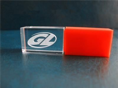 China Transparent crystal USB flash drive flash disk with red white plastic for sale