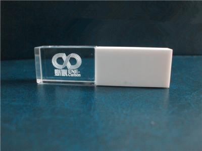 China Crystal USB flash drive with engraved led light logo inside for sale
