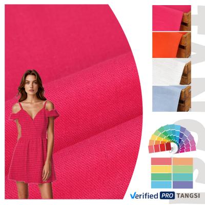 China Large Quantity of  Ready Goods in More Than 50 Colors  Woven Plain Fabric Linen Viscose for Making Clothes for sale