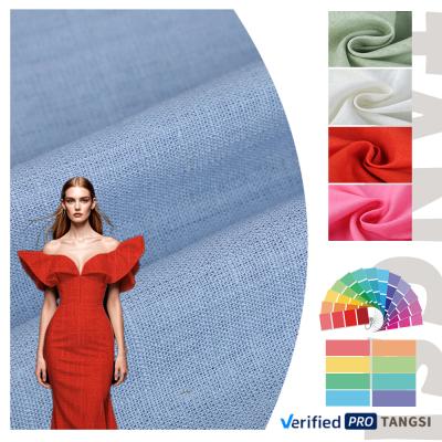 China Factory Wholesale Custom Slub Textured Linen Viscose Fabric for Women's Clothing Low Price Dress Material Stretch Feature Woven for sale