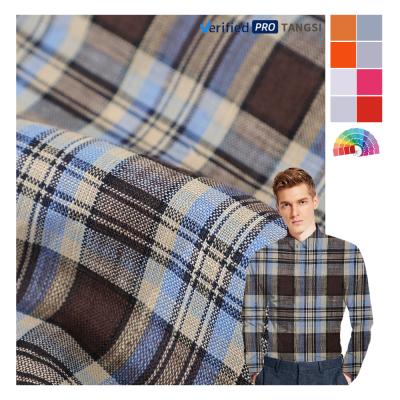 China 2025 Summer Hot Sale Pure Linen Shirting Fabric Manufactures Lurex Yarn Dyed Grid Fabric with Rich Colors for sale