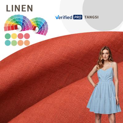 China China New Design Cheap Price Great Sweat Absorption Soft 9*9 Pure Linen Fabrics for Girls Women Men Fabric for Clothing for sale