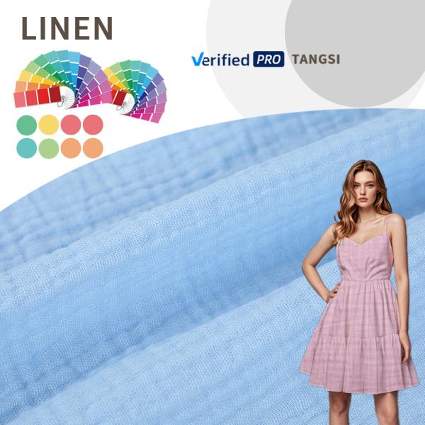 Quality High Quality Wholesale Factory Woven Fabric Solid Color Crinkle Fabric Pure Cotton for Girls Women's Clothing Dress Shirt for sale