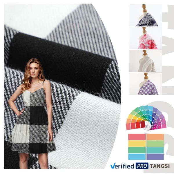 Quality Shaoxing Textile Material Brushed Pure Polyester Yarn Dyed 12N*12N Fabric Blackout Feature for Fashion Clothes for sale