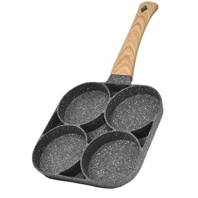 China Hot Selling Minimalist Square 4 Holes Egg Omelet Pan Nonstick Spanish Four-hole Flat Bottom Casserole for sale