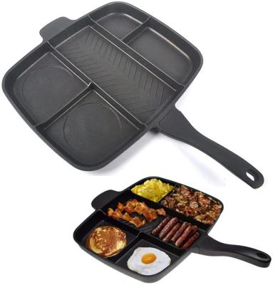 China Hot Selling High Quality Sustainable 5 In 1 Cast Iron Non Stick Breakfast Egg Mult Aluminum Grill Pan for sale